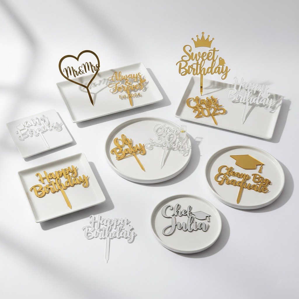 Acrylic (Plexi) Cake Toppers – Custom Name & Event Toppers in Kuwait ...
