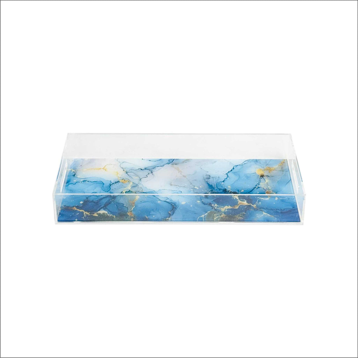 Clear Acrylic Chocolate Serving Tray – Blue Marble Design | Eplexi Kuwait