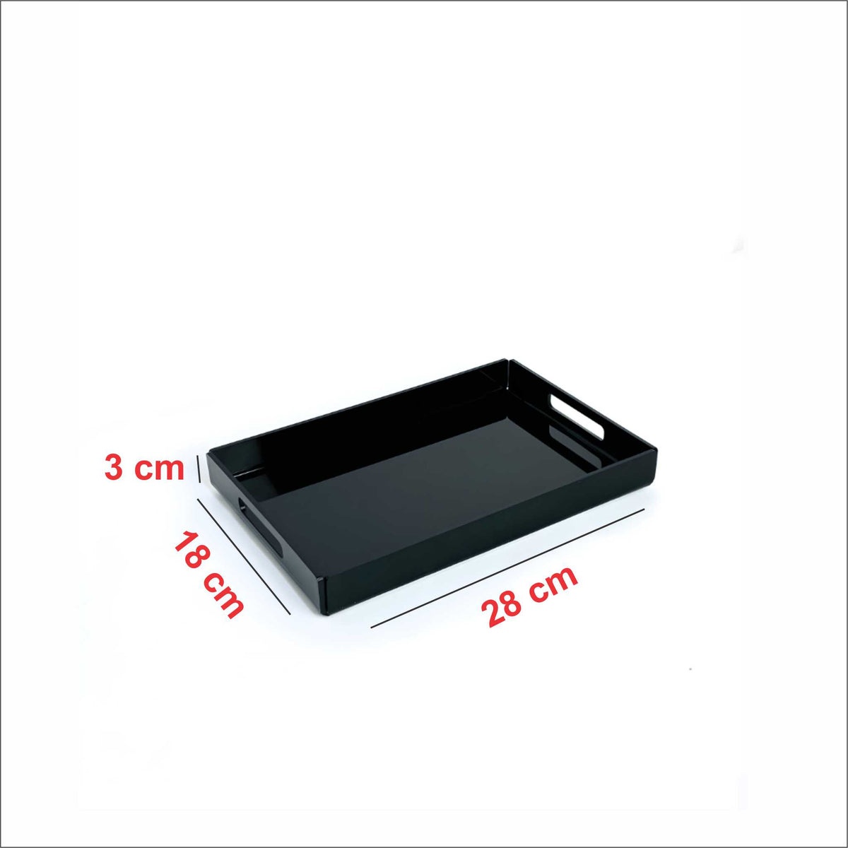 Bending Design Black Acrylic Tray with Handles – Small | Medium | Large ...